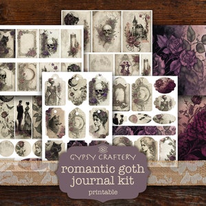 Romantic Goth Junk Journal Kit, Printable Ephemera (digital Download ...