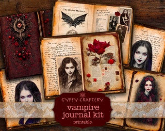 Vampire Junk Journal Kit printable JPG Pages, Ephemera, Cover, Tags ...