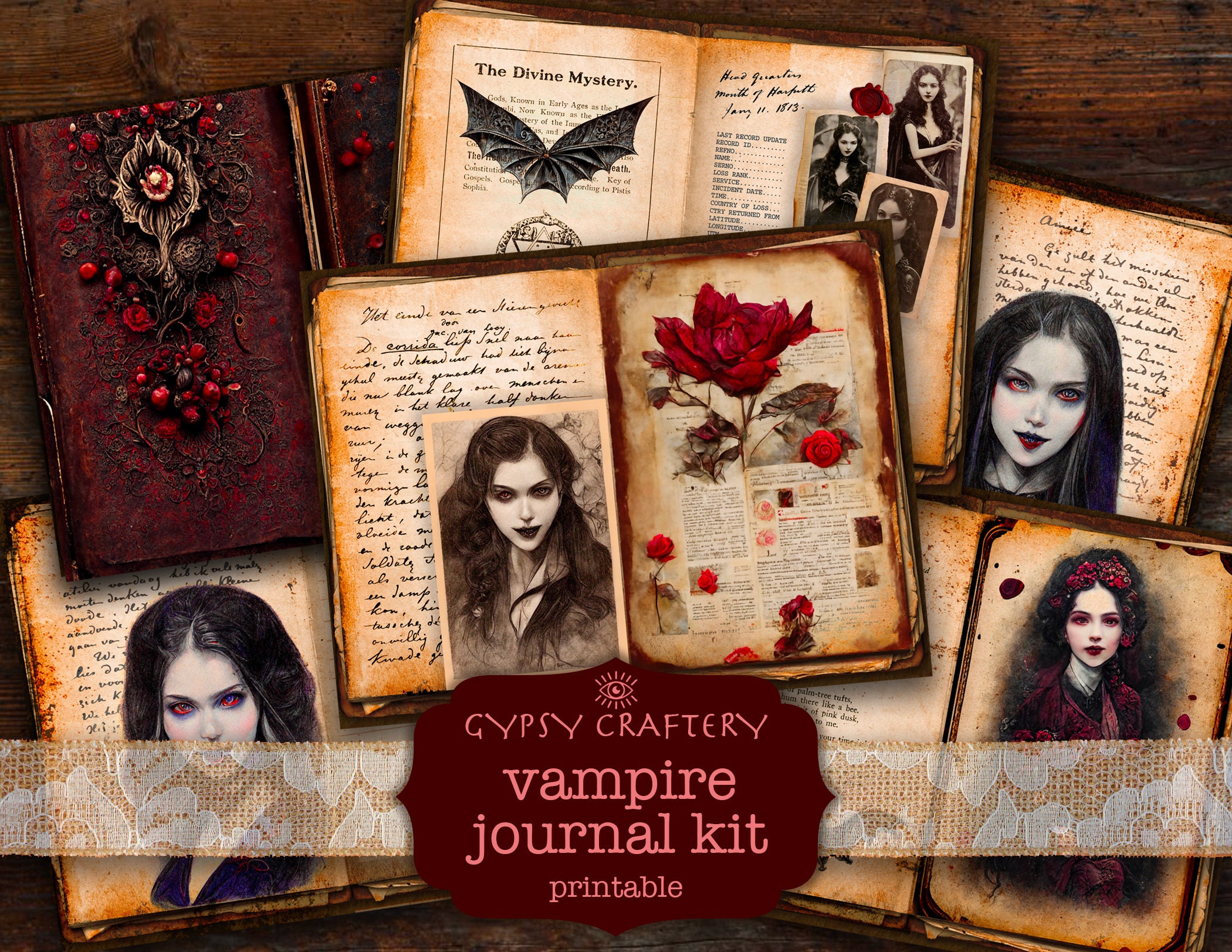 Vampire Junk Journal Kit Printable Pages Digital Paper - Etsy