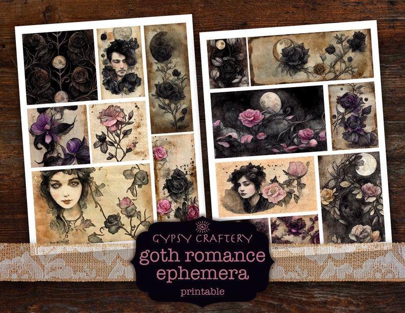 Goth Romance Ephemera Pack, Skull & Roses Collage (digital Download) - Etsy