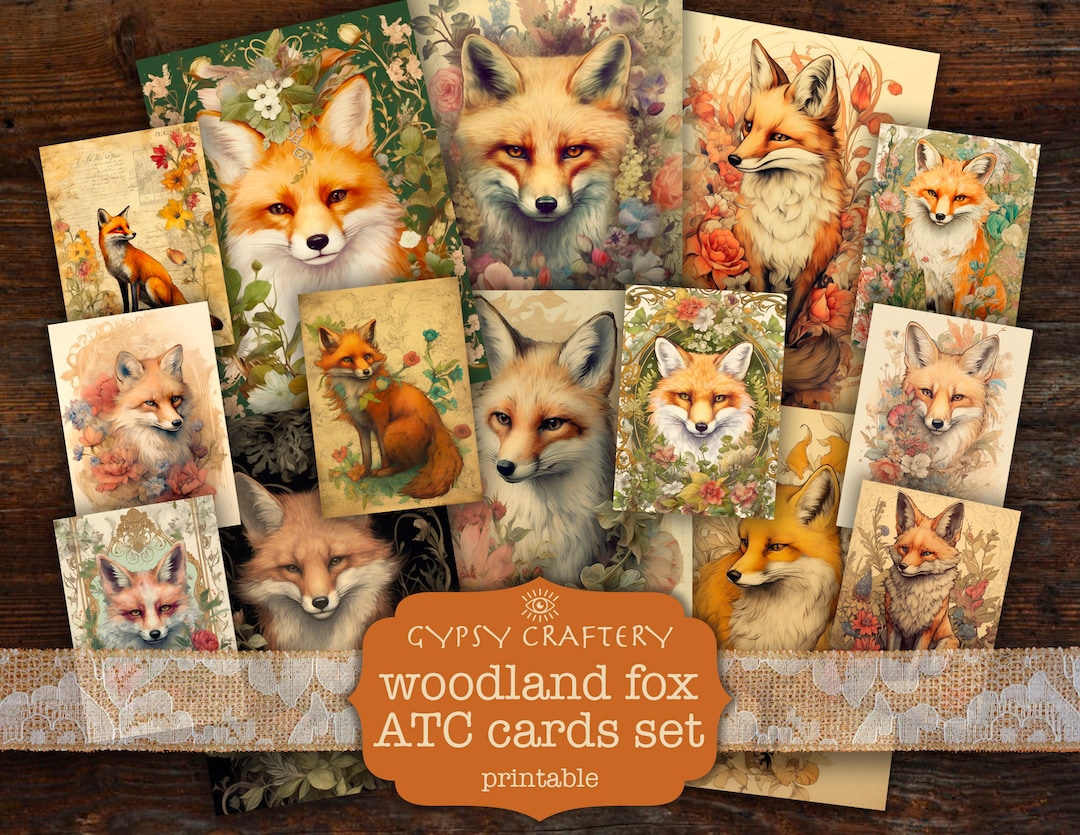 Woodland Fox ATC Cards, Junk Journal Ephemera (digital Download) - Etsy
