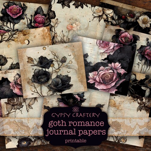 Goth Crimson Junk Journal Papers Printable Background Pages - Etsy