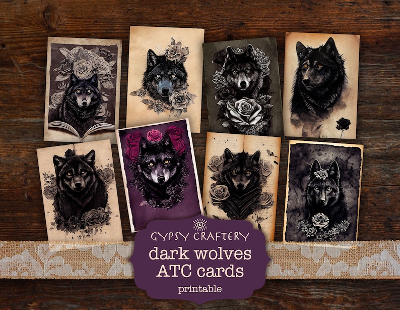 Dark Wolves ATC Cards Printable Junk Journal Cards Digital - Etsy