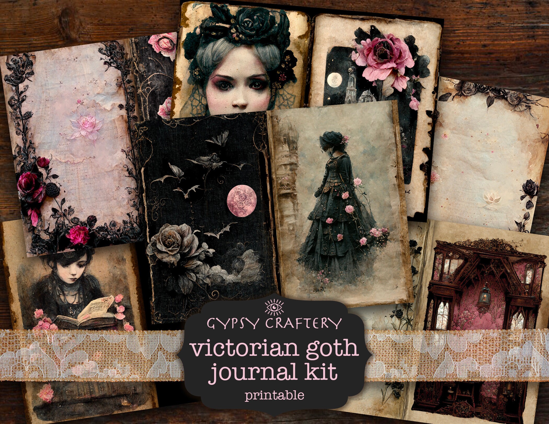 Victorian Goth Junk Journal Kit Digital Download Gothic Junk - Etsy