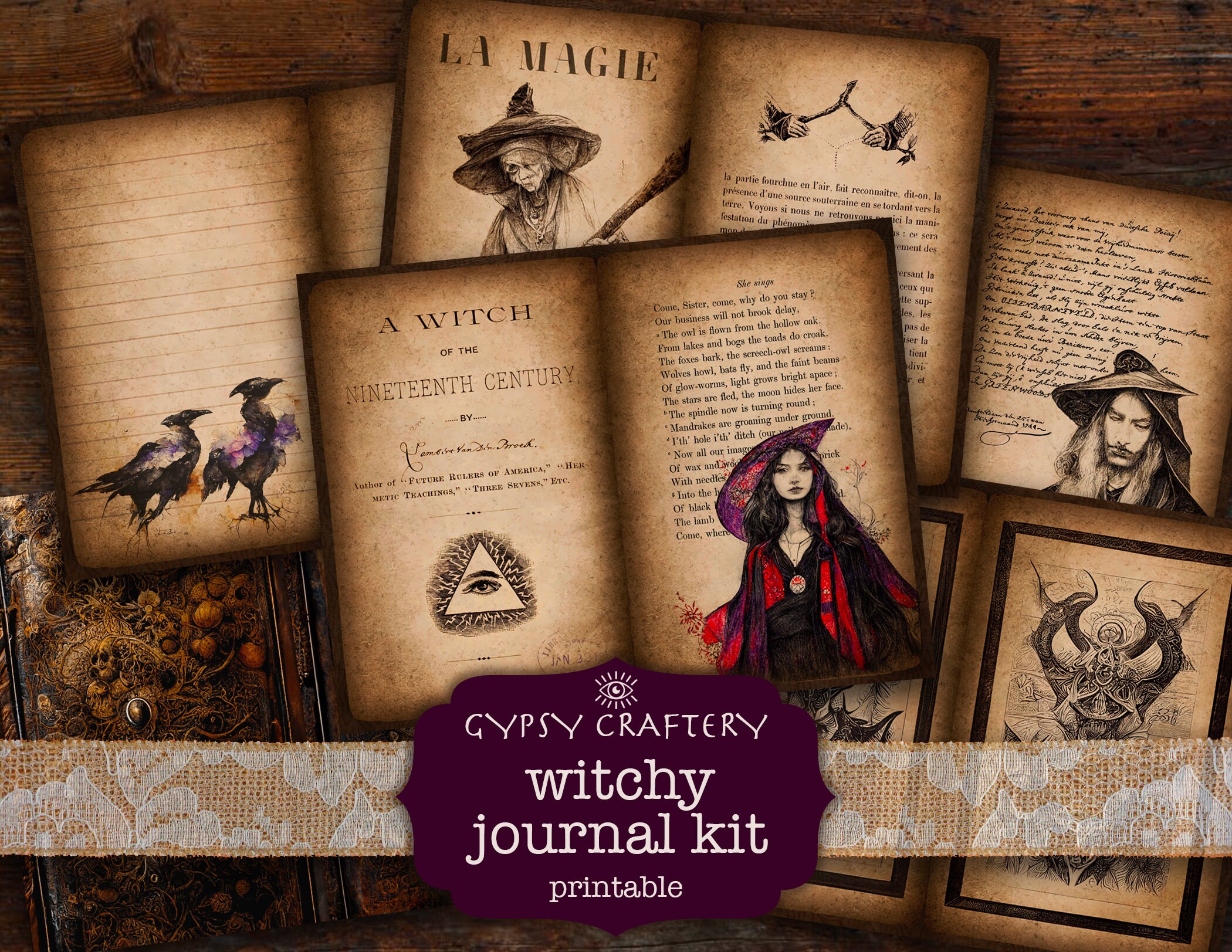 Witchy Junk Journal Kit Witch Ephemera Pack Printable - Etsy