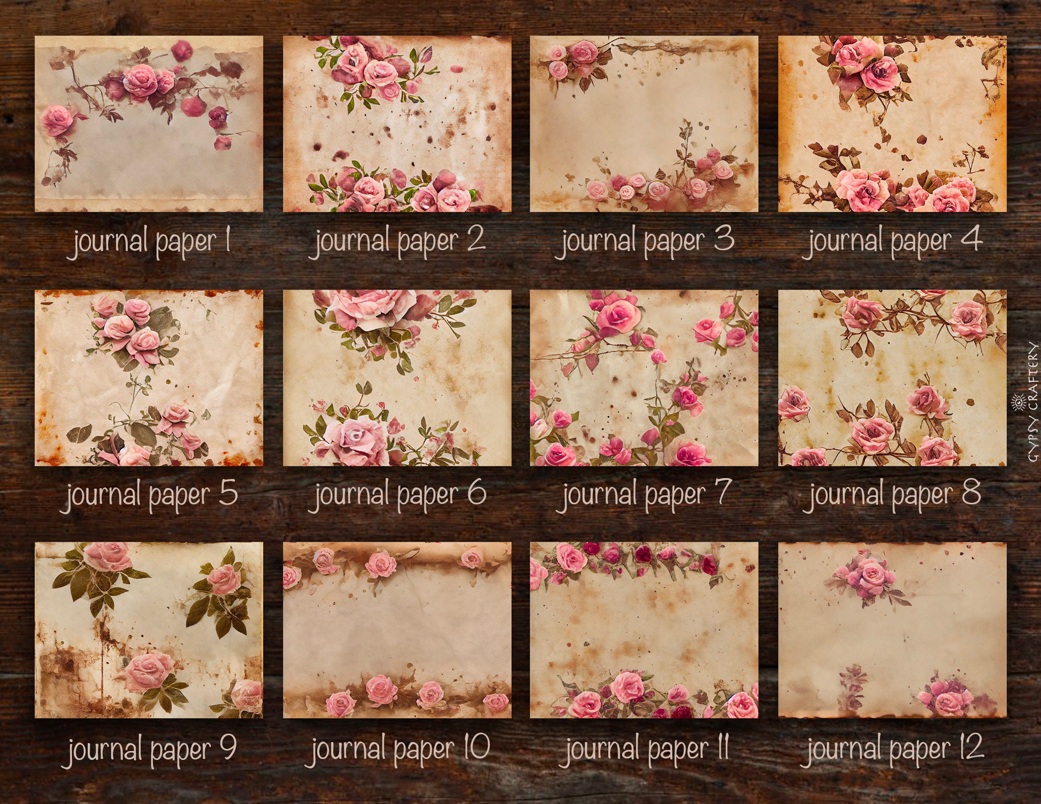 Grunge Roses Junk Journal Papers Printable Journal Pages - Etsy