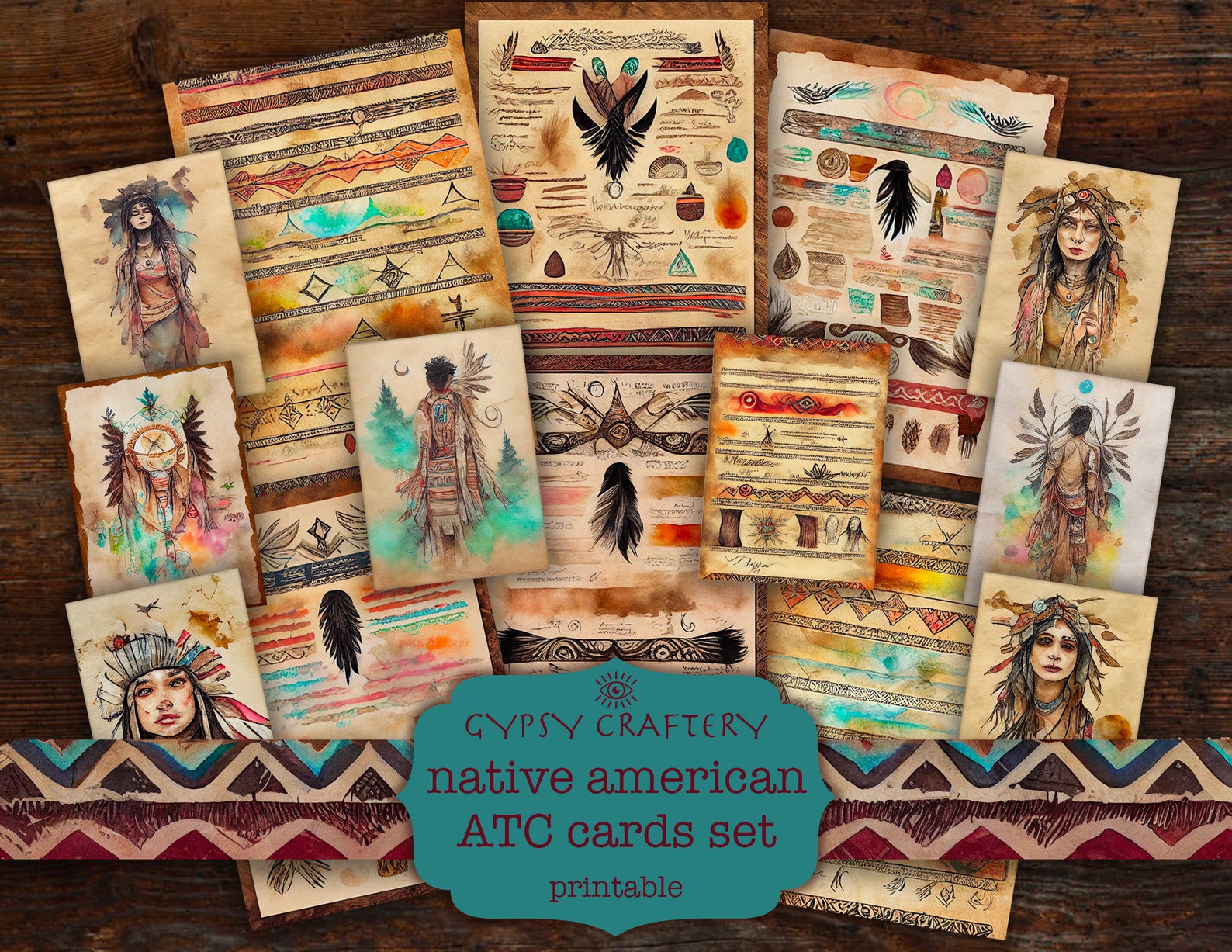 Native American ATC Cards, Junk Journal Ephemera (digital Download) - Etsy