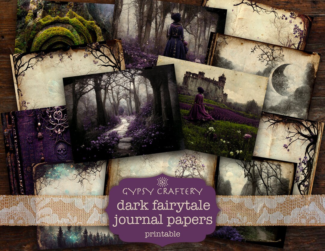 Dark Fairytale Junk Journal Papers, Printable Journal Pages, Digital ...