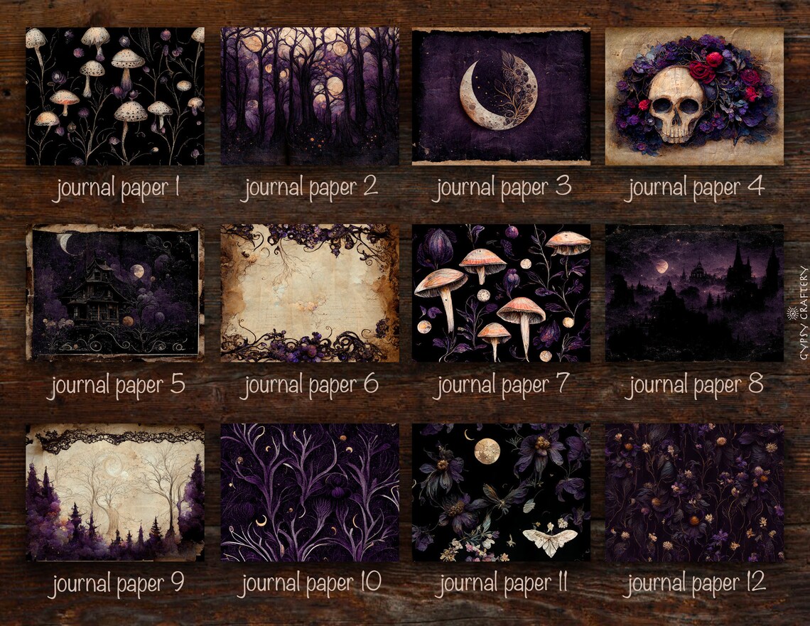 Nocturnal Junk Journal Papers Printable Journal Pages - Etsy