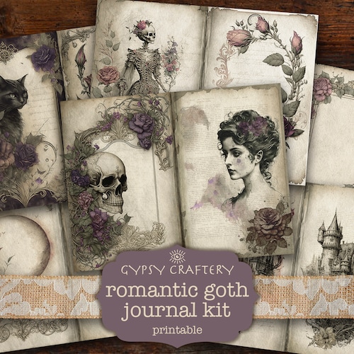 Romantic Goth Junk Journal Kit Printable Pages Ephemera - Etsy