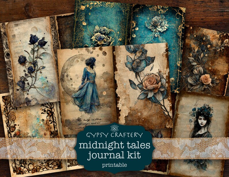 Midnight Tales Junk Journal Kit Digital Download Printable - Etsy