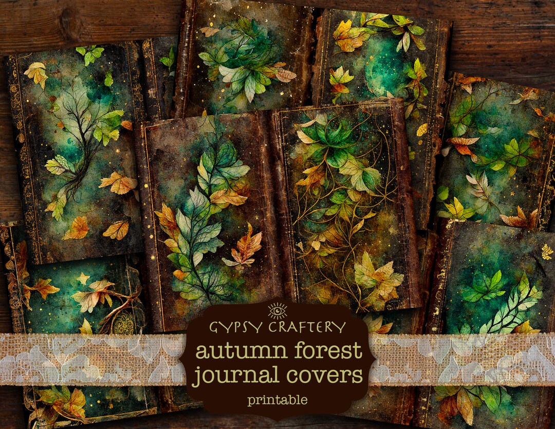 Autumn Forest Junk Journal Covers, Printable Botanical Collage (digital ...