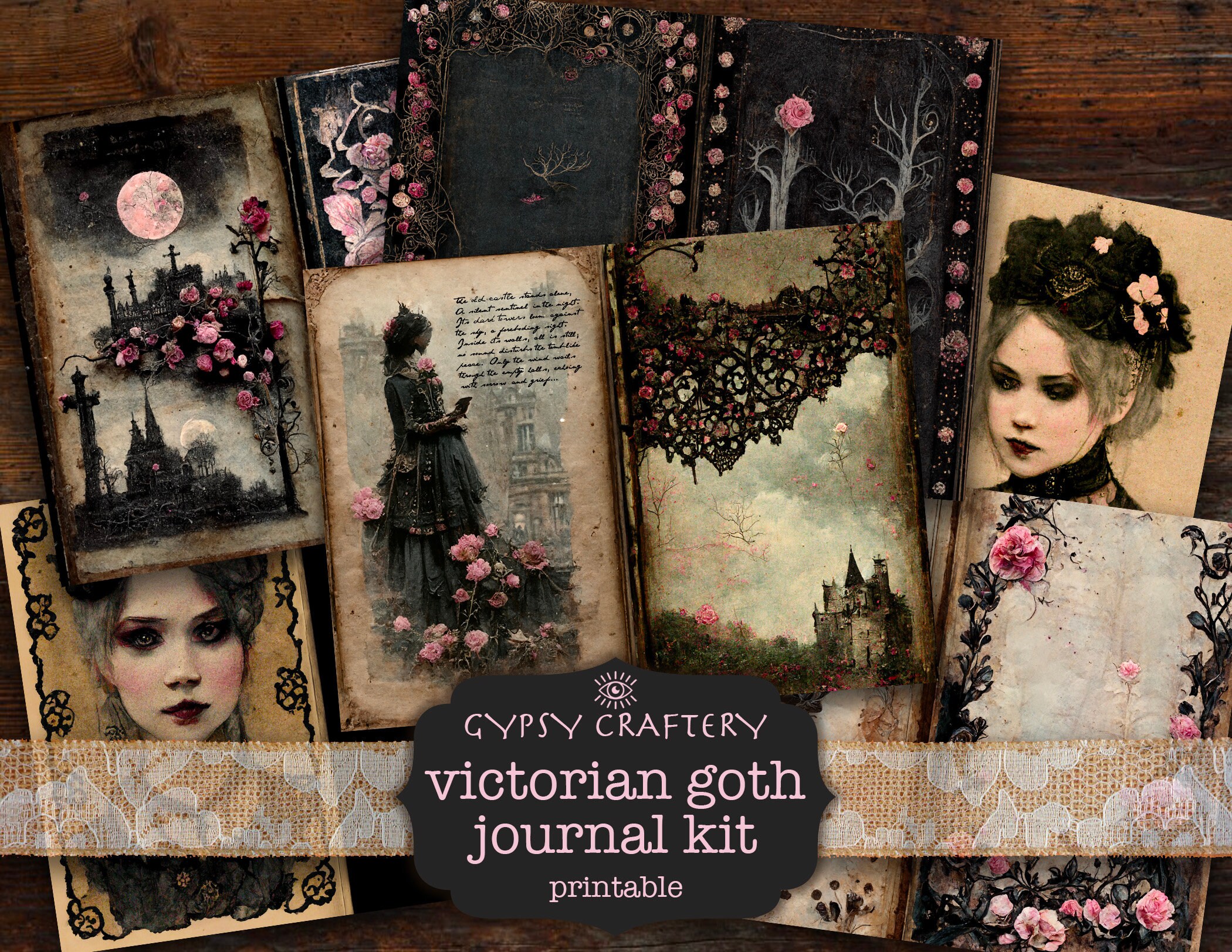 Victorian Goth Junk Journal Kit Digital Download Gothic Junk - Etsy