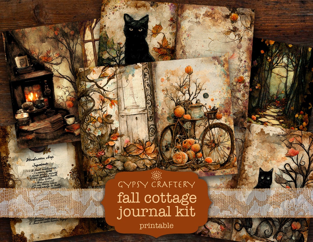 Fall Cottage Junk Journal Kit, Cozy Autumn Printable Pages, Ephemera ...
