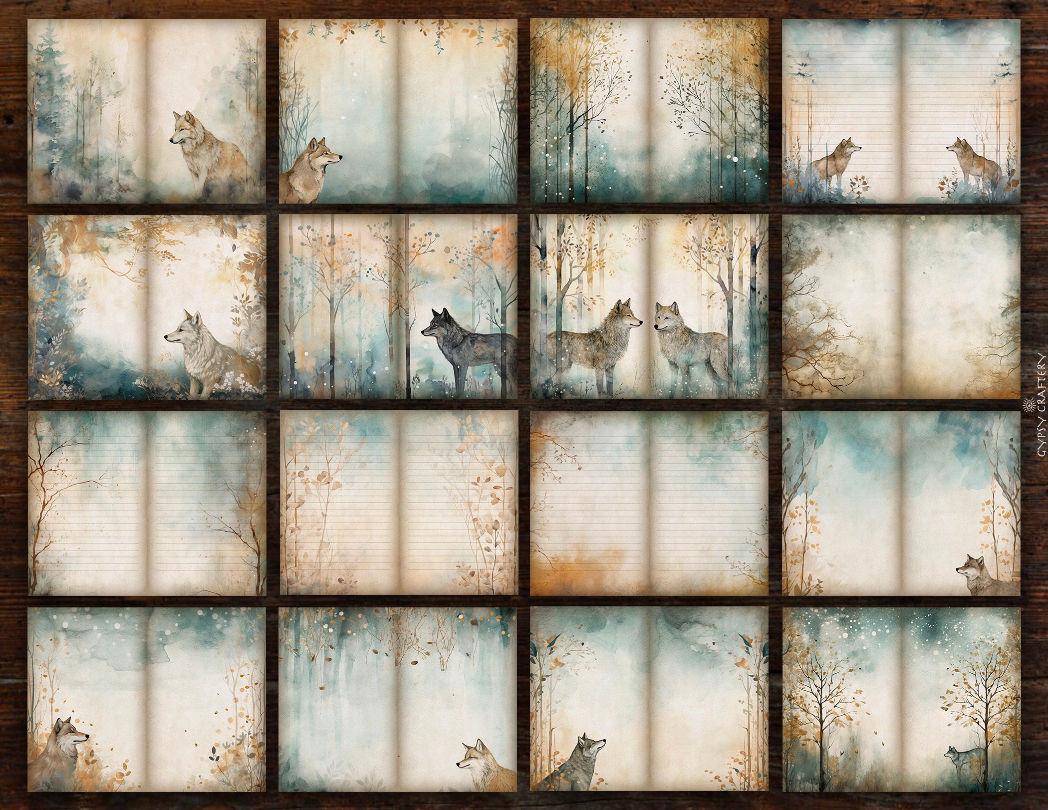 Wolves Junk Journal Kit, Forest Printable Paper (digital Download) - Etsy