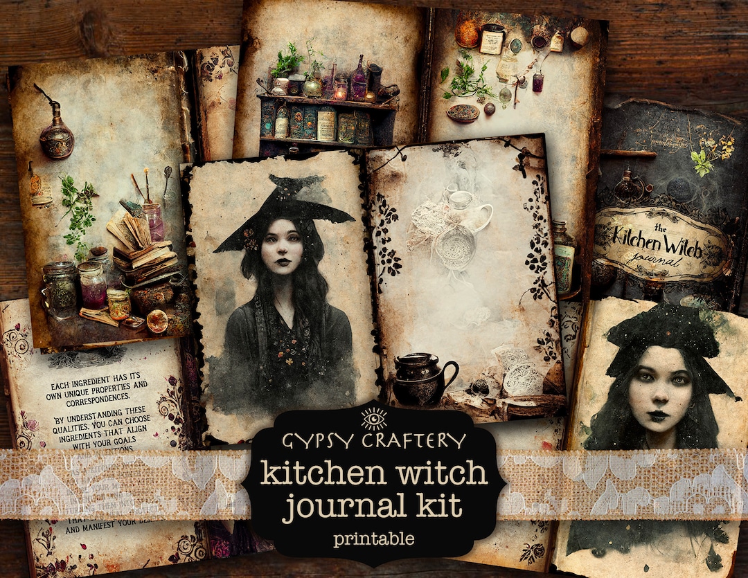 Kitchen Witch Junk Journal Kit, Printable Ephemera, BOS Pages (digital ...