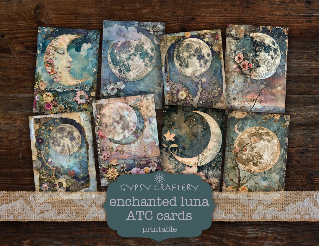 Enchanted Luna ATC Cards, Junk Journal Cards, Printable Journaling ...