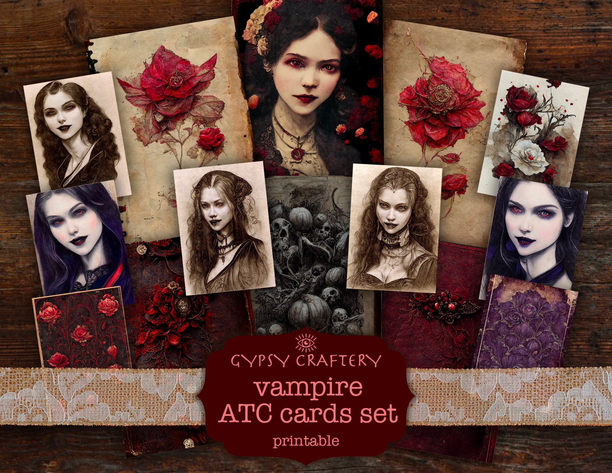 Vampire ATC Cards Junk Journal Cards Printable Journaling - Etsy