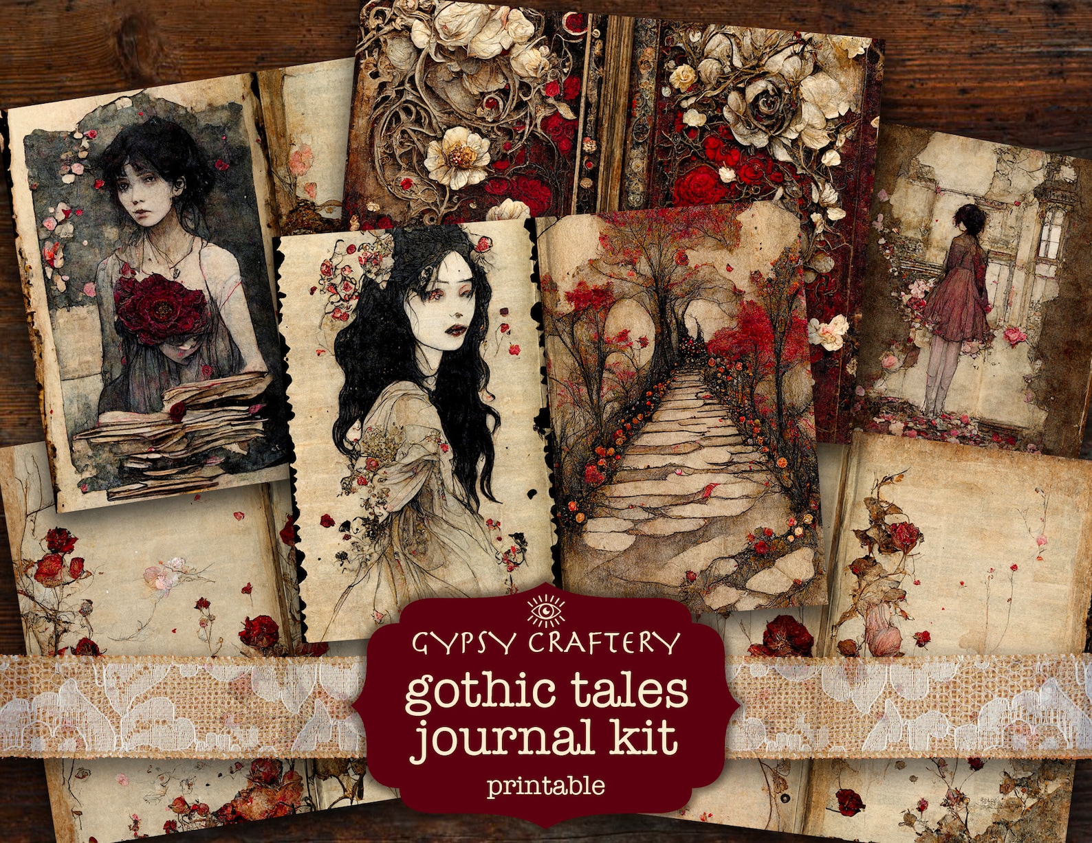 Gothic Tales Junk Journal Kit Digital Download Goth Journal - Etsy