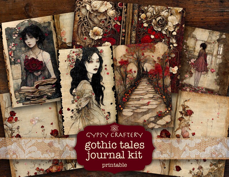 Gothic Tales Junk Journal Kit Digital Download Goth Journal - Etsy