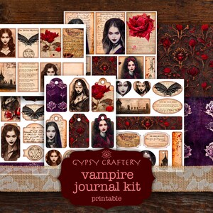Vampire Junk Journal Kit, Gothic Ephemera, Printable Pages (digital ...