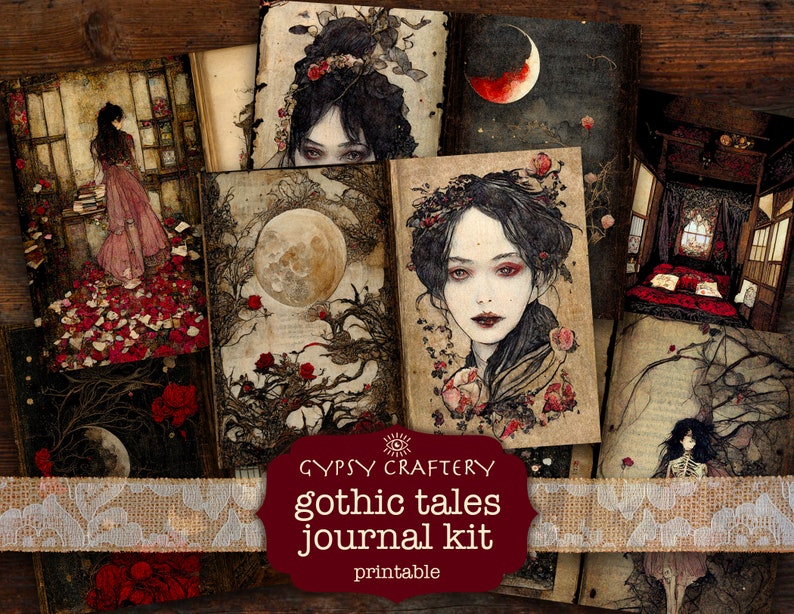 Gothic Tales Junk Journal Kit, Printable Ephemera (digital Download) - Etsy