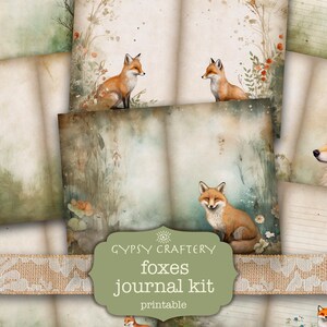 Foxes Junk Journal Kit, Fox Digital Journal Kit, Forest Fox Printable ...