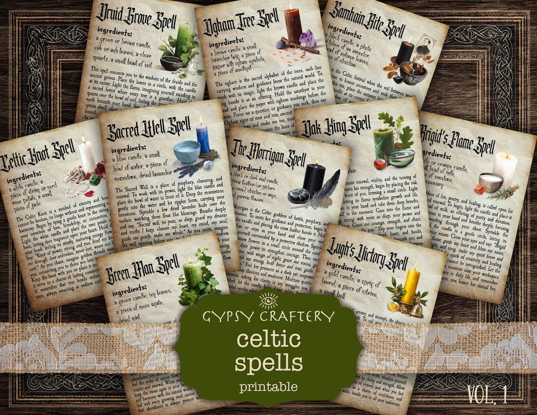 Celtic Witchcraft Spells Vol. 1: Printable Cards for Grimoire, Book of ...