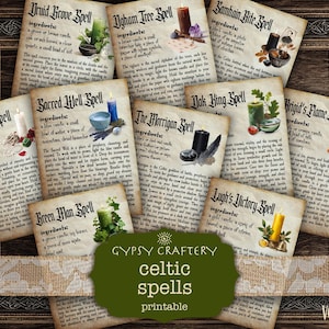 Celtic Witchcraft Spells Vol. 1: Printable Cards for Grimoire, Book of ...
