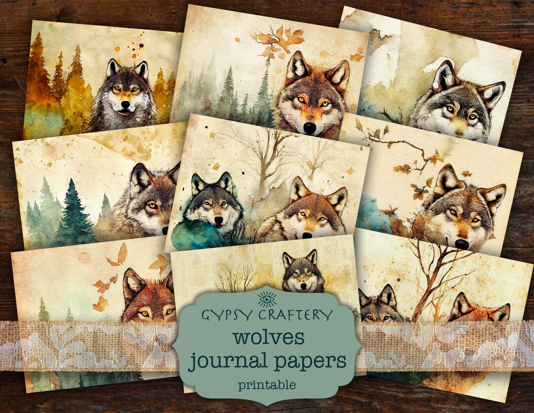 Wolves Junk Journal Papers, Printable Journal Pages, Digital Paper Pack ...