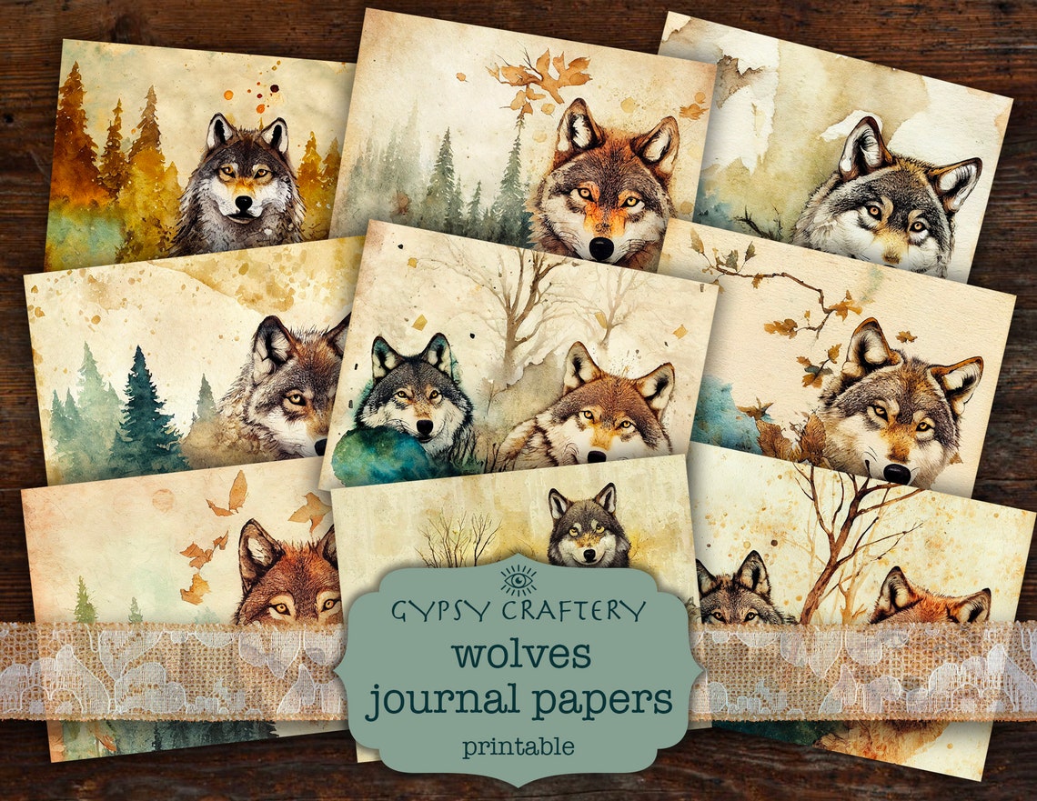 Wolves Junk Journal Papers Printable Journal Pages Digital - Etsy