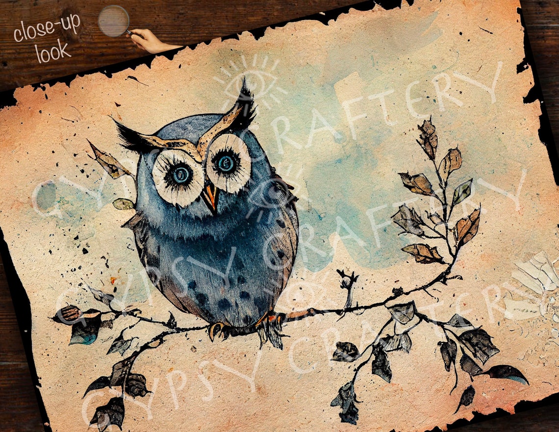 Whimsical Owl Junk Journal Paper Owl Printable Pages Owl - Etsy