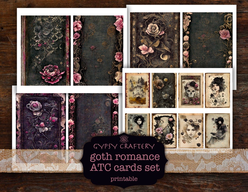 Goth Romance ATC Cards, Printable Junk Journaling Cards (digital ...