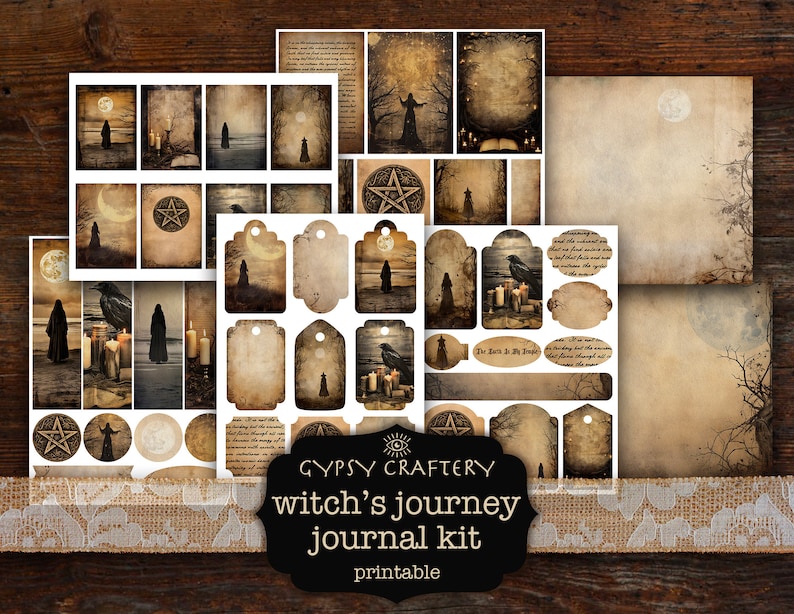 Witch's Journey Junk Journal Kit, Printable Ephemera (digital Download ...
