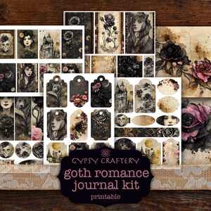 Goth Romance Junk Journal Kit, Digital Download, Gothic Journal Kit ...