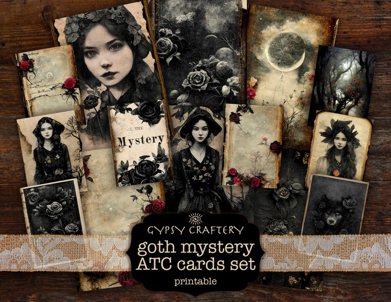 Goth Mystery ATC Cards Gothic Junk Journal Cards Witch - Etsy