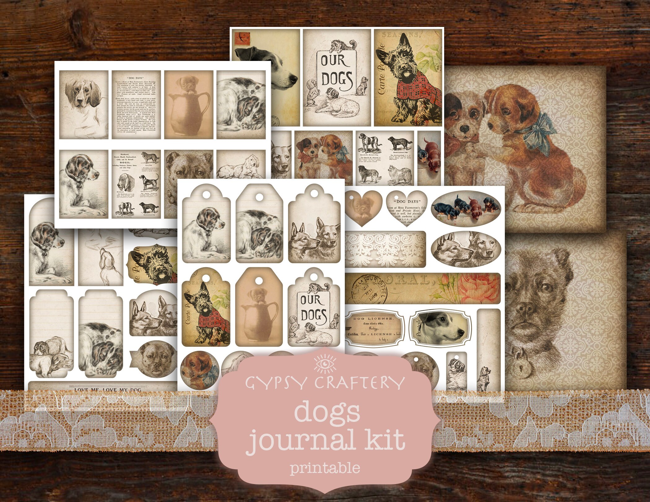 Dogs Junk Journal Kit Printable Digital Kit Ephemera Pack - Etsy