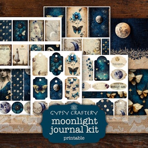 Moonlight Junk Journal Kit, Ephemera, ATC Cards (printable) - Etsy