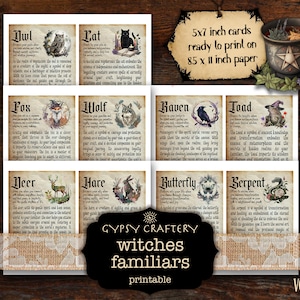 Witch Familiars Vol. 1: Printable Cards for Animal Spirit Guide ...
