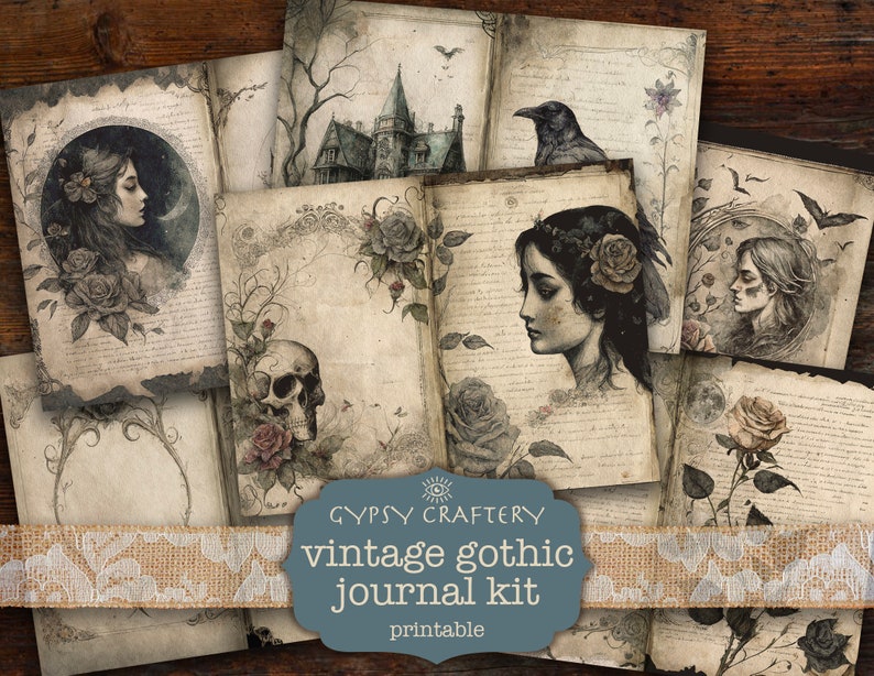 Vintage Gothic Junk Journal Kit Printable Pages Ephemera - Etsy