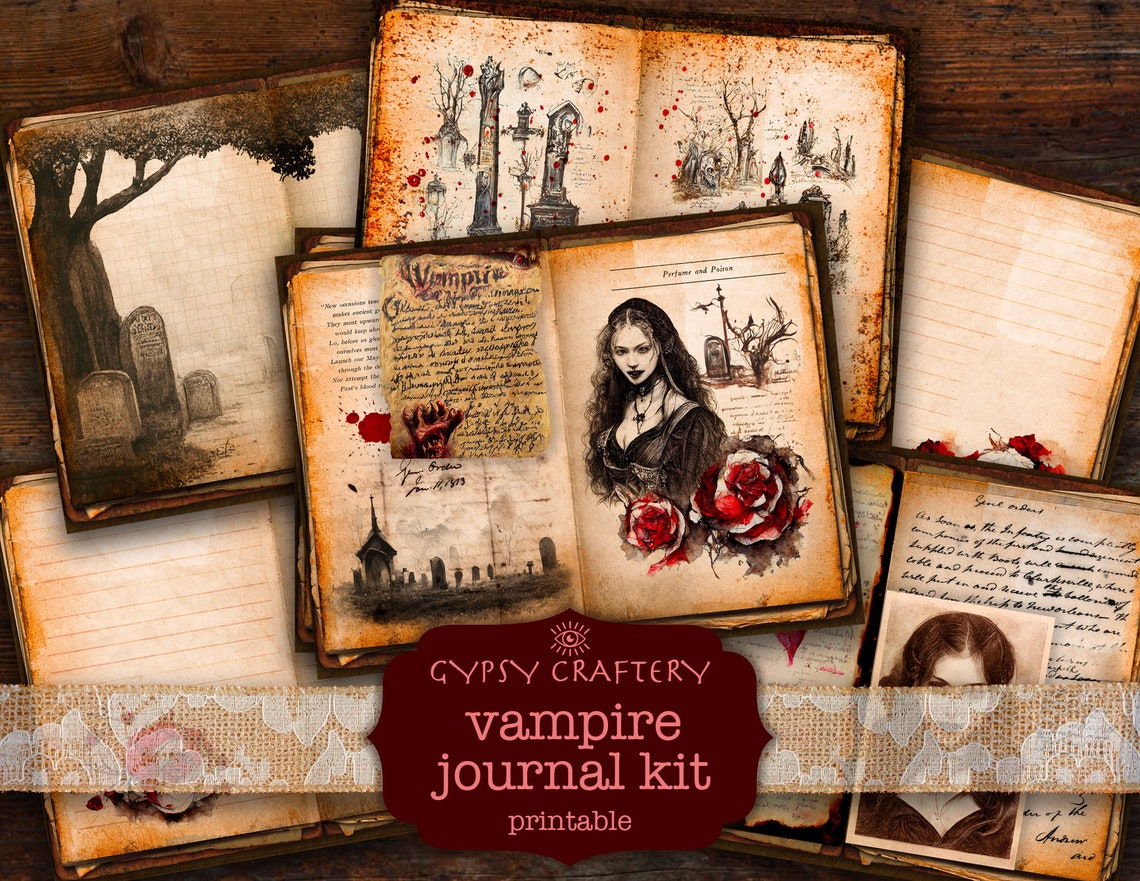Vampire Junk Journal Kit Printable Pages Digital Paper - Etsy