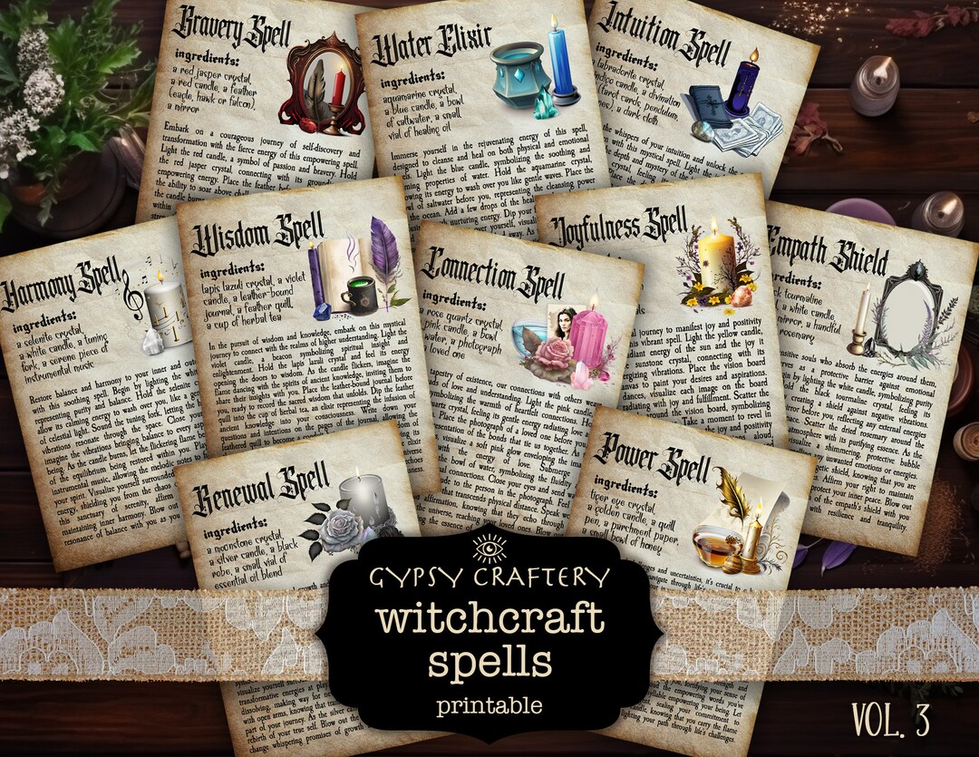 Witchcraft Spells Vol. 3: Printable Cards for Grimoire, Book of Shadows ...