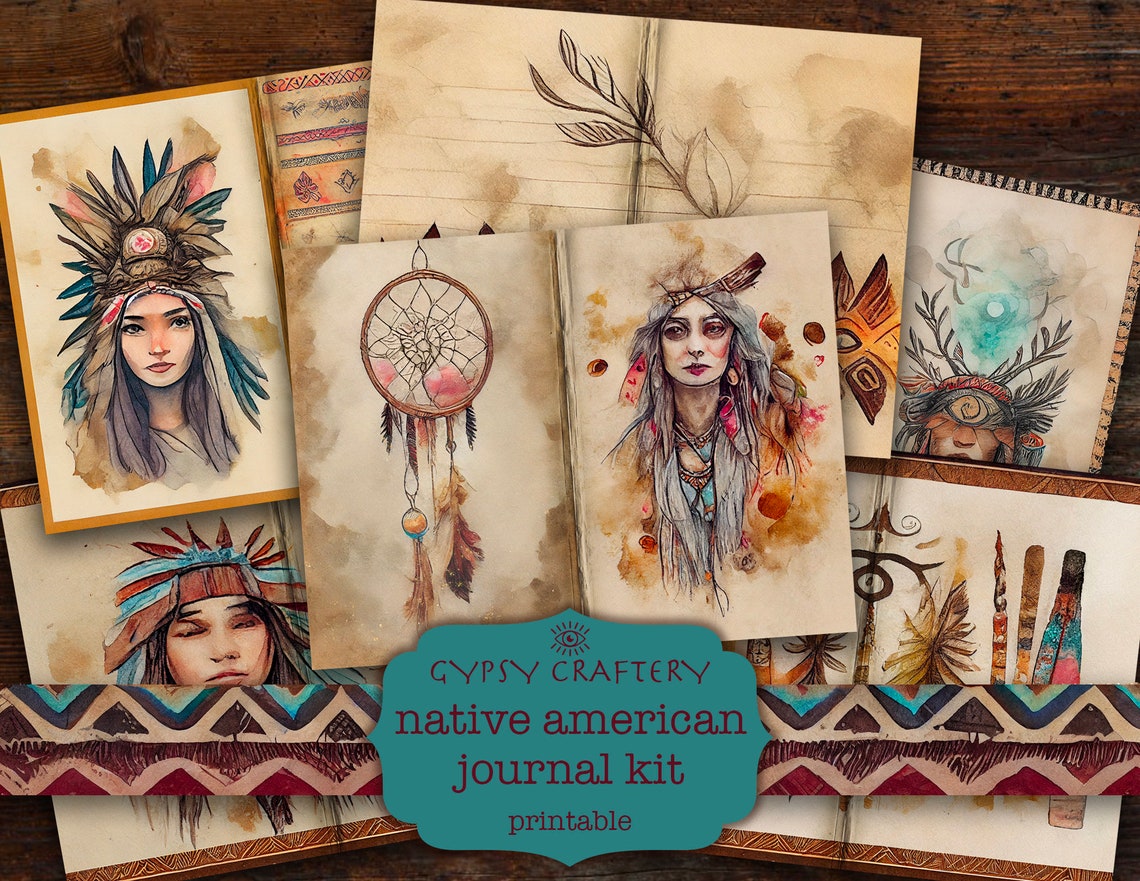 Native American Junk Journal Kit Digital Download ATC Cards - Etsy