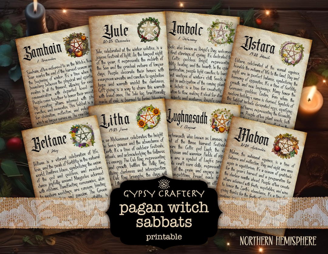 Pagan Witch Sabbat Cards, Printable Grimoire Pages, Book of Shadows ...