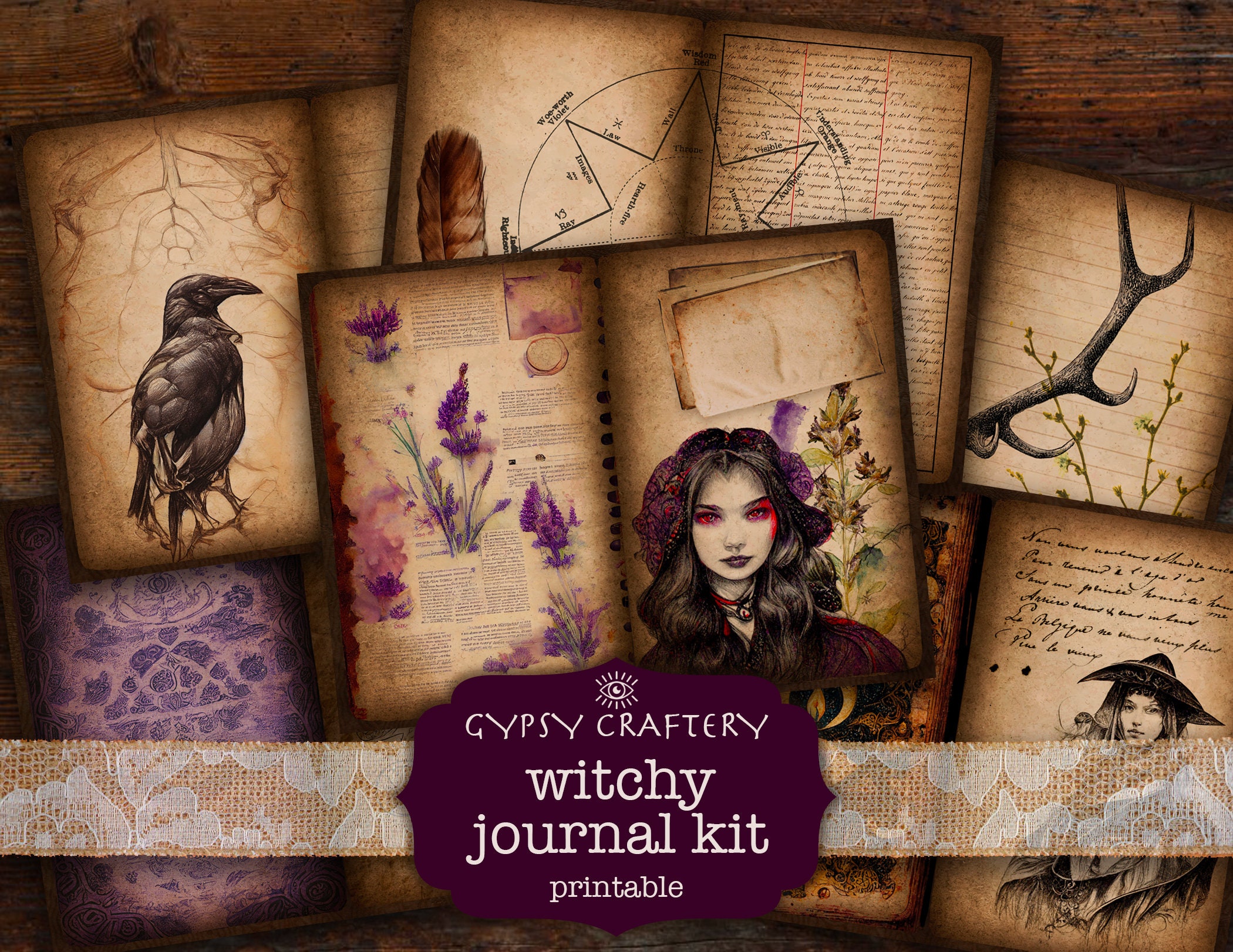 Witchy Junk Journal Kit Witch Ephemera Pack Printable - Etsy