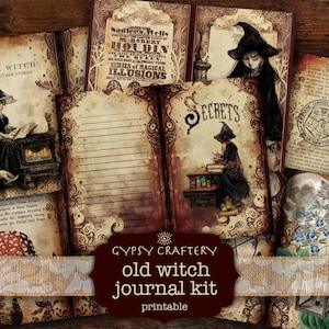 Old Witch Junk Journal Kit, Digital Download, Witch Ephemera, Grimoire ...