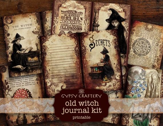 Old Witch Junk Journal Kit Digital Download Witch Ephemera - Etsy