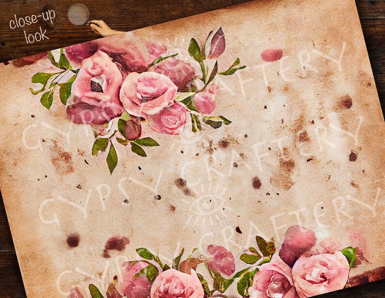 Grunge Roses Junk Journal Papers Printable Journal Pages - Etsy