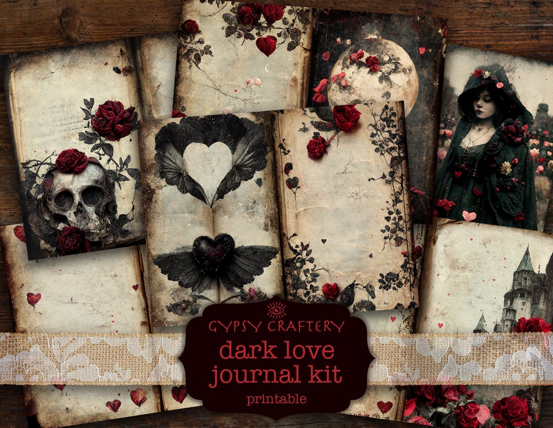 Dark Love Junk Journal Kit, Gothic Printable Ephemera (digital Download ...