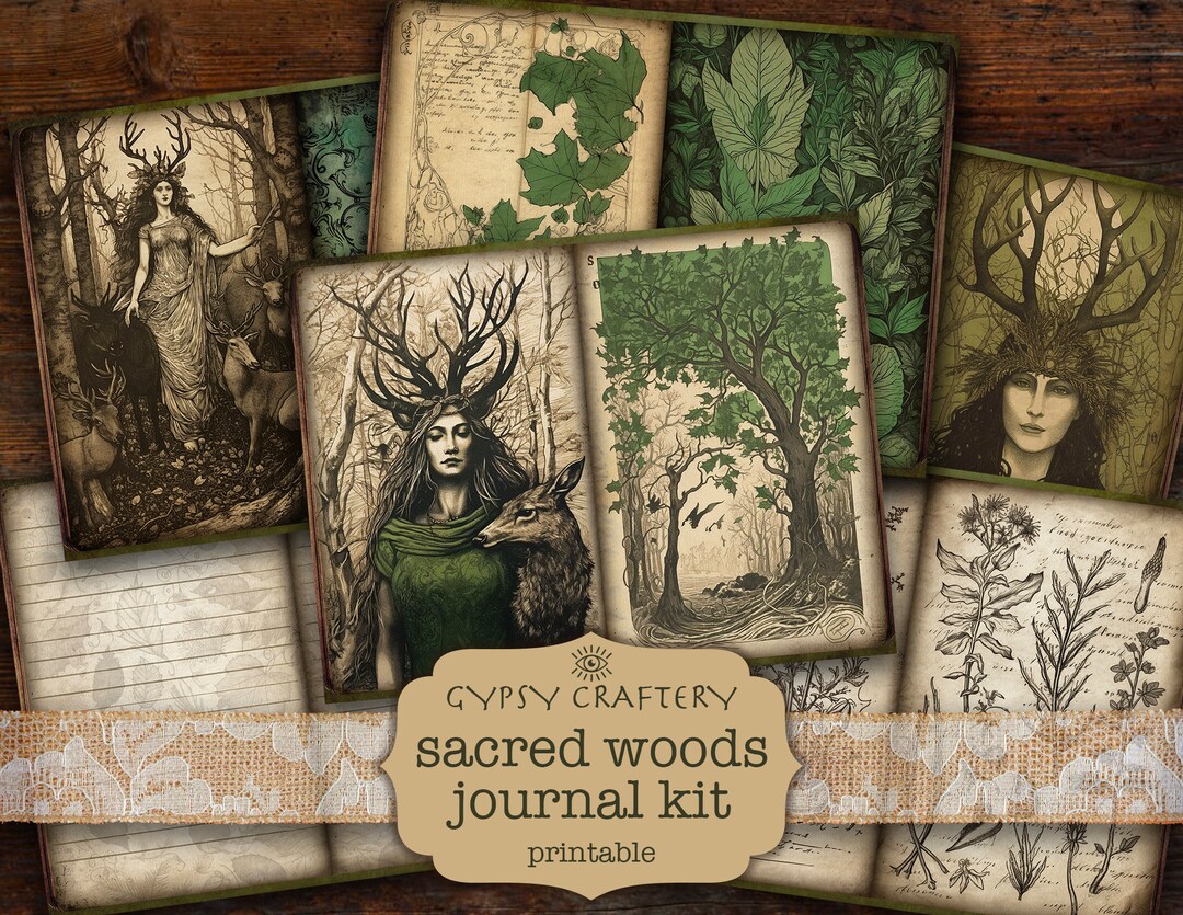 Sacred Woods Junk Journal Kit, Pagan Ephemera, Scrapbook Paper (digital ...